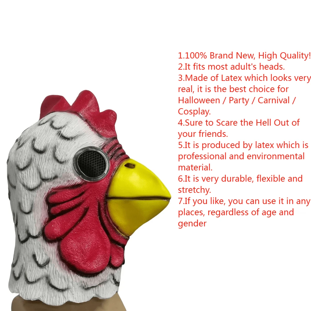 Máscara de látex blanca de Gallo Adulto para Halloween, máscara Richard ...