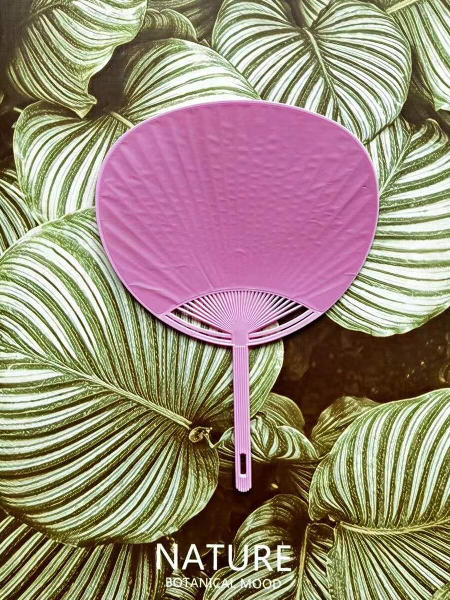 Plastic PP Fan Handle & Ribs, Circular Palm Leaf Fan With DIY Painting ...