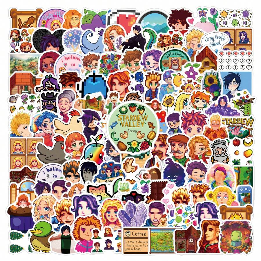 146pcs/Pack Cute Cartoon Aesthetic Stardew Valley Farm Game Stickers ...