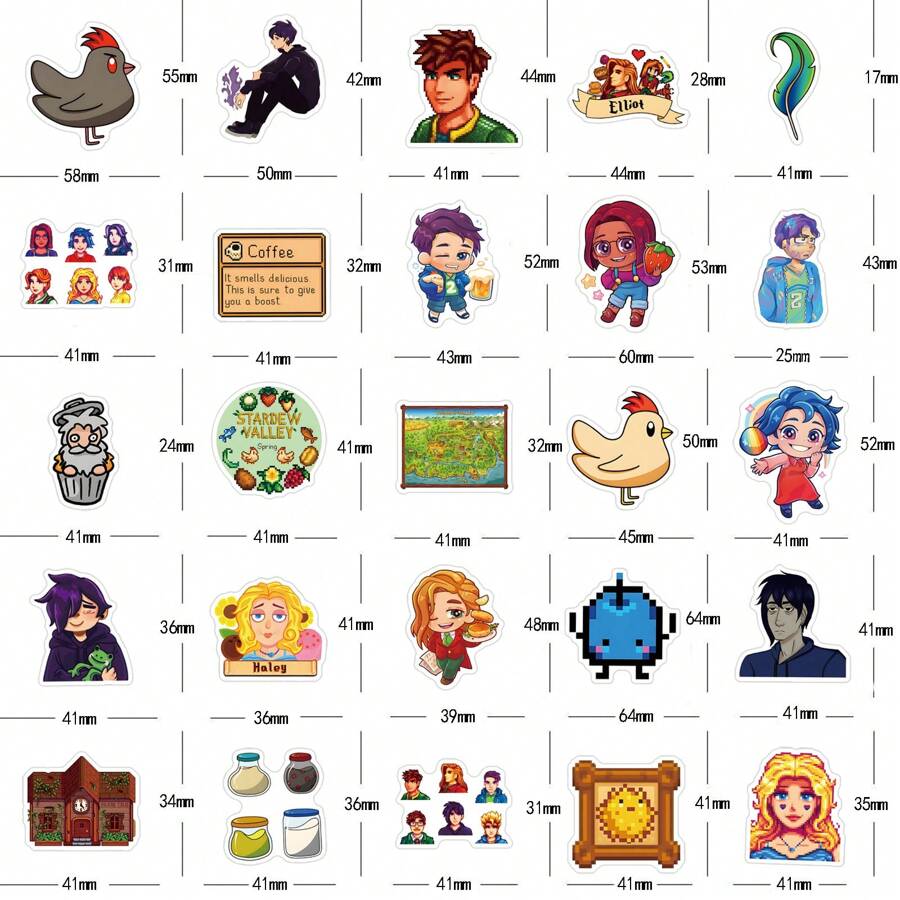 146pcs/Pack Cute Cartoon Aesthetic Stardew Valley Farm Game Stickers ...