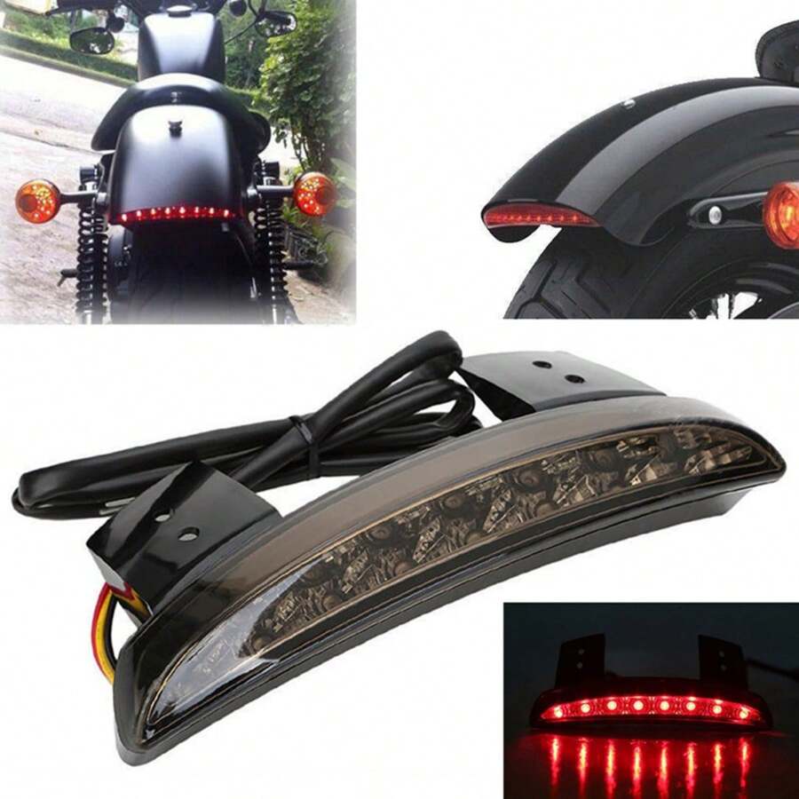 1pc Motorcycle Black Brake Tail Light LED License Plate For Harley ...