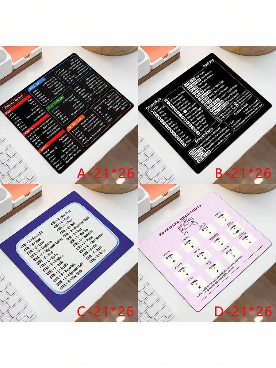 1pc Simple Computer Shortcut Keyboard Mouse Pad, Small Size With Office ...