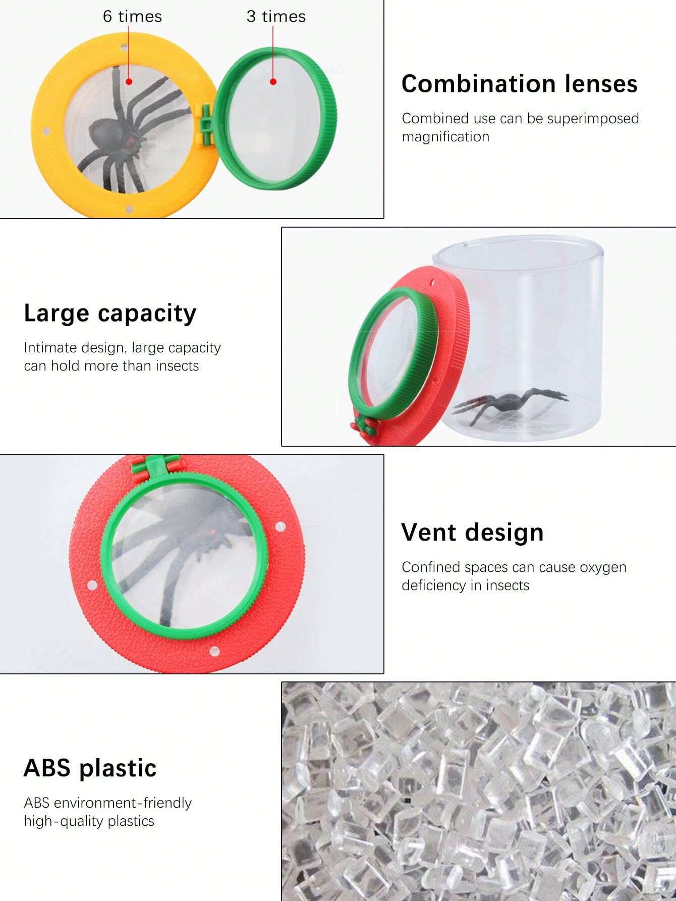 1pc Transparent Plastic Insect Magnifier, Cylinder Shaped, For ...