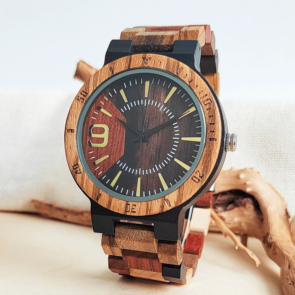 Men's Colorful Wooden Wrist Watch For Men Personalised Clock Timepieces ...