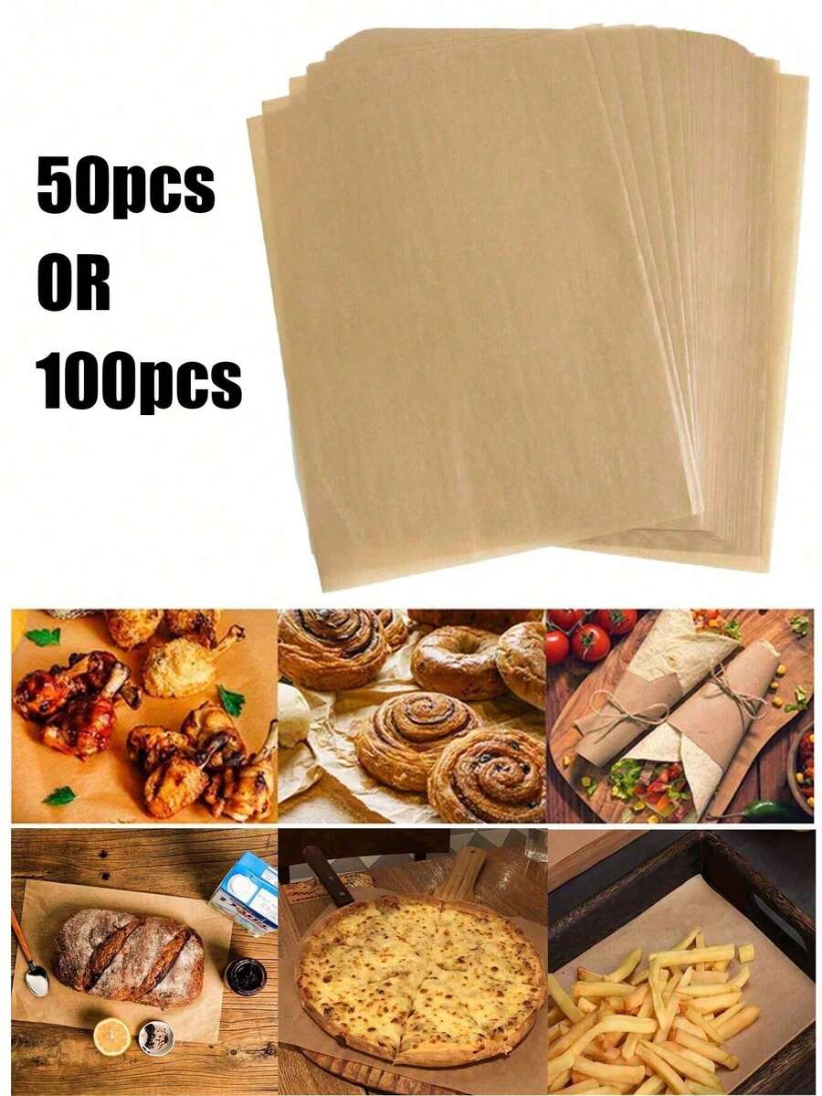 50 Pcs/100 Pcs Parchment Paper Baking Sheets,Precut Non-Stick Parchment ...