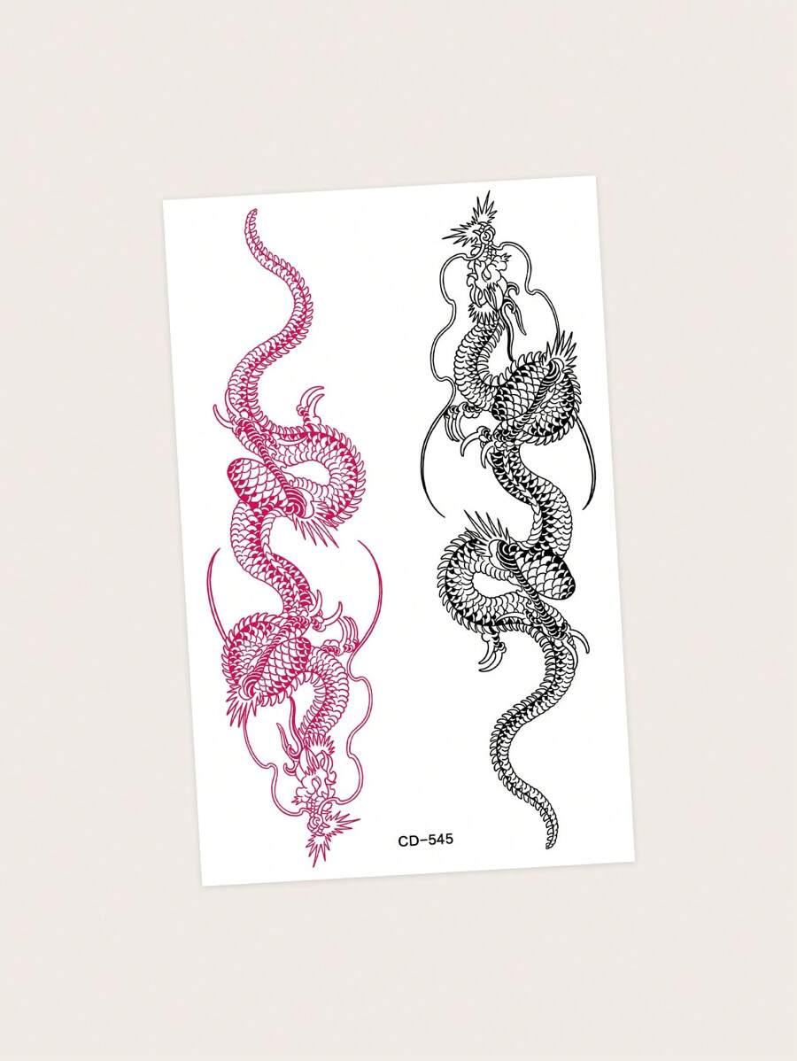 1pc Waterproof Temporary Tattoo Sticker, Washable, Featuring Double ...