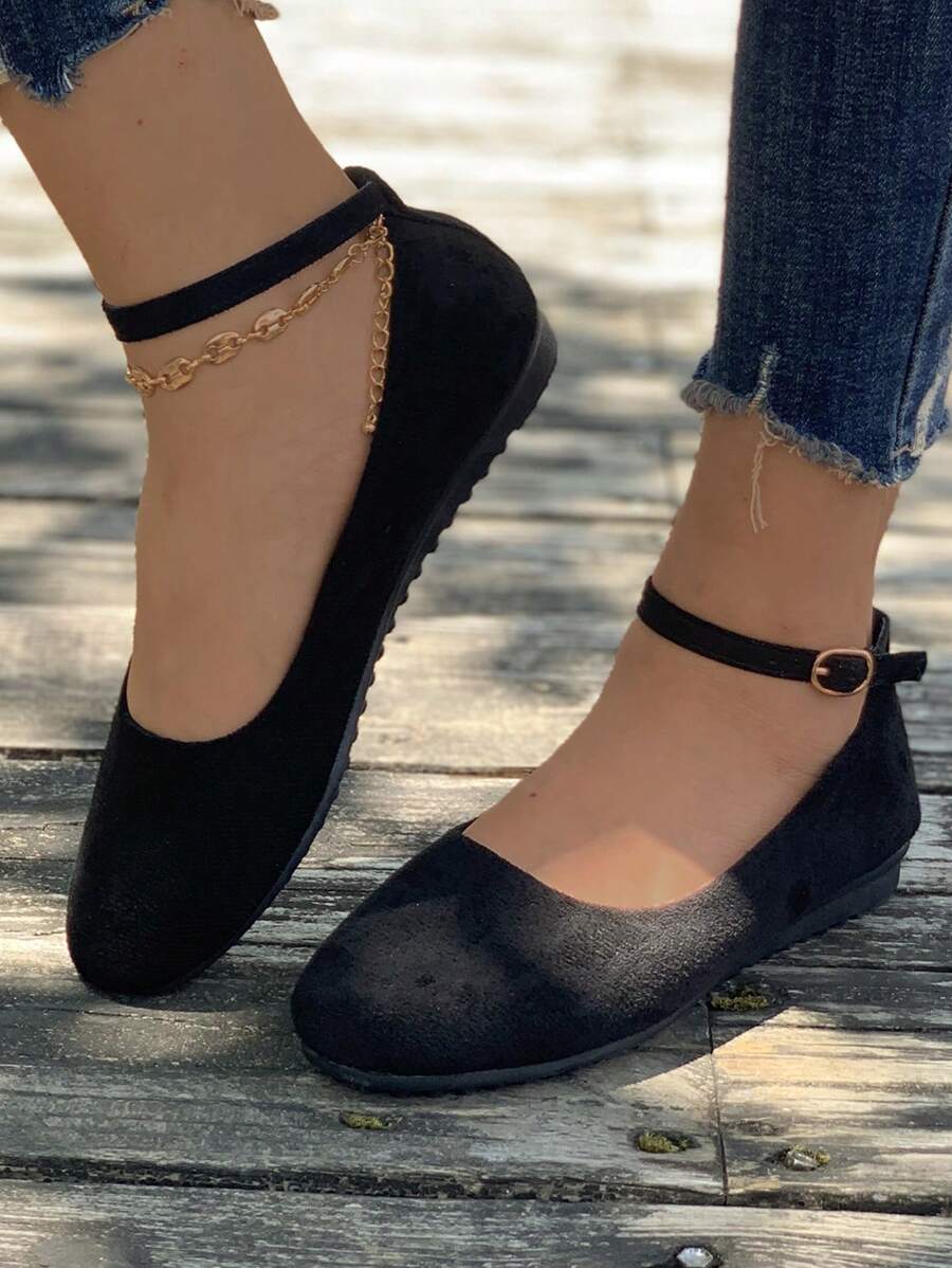 Chaussures plates en velours noir pour femmes, confortables, mocassins ...