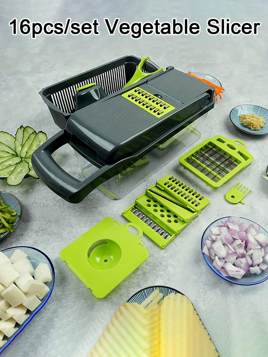 16pcs Vegetable Chopper, Multifunctional Fruit Slicer, Manual Food ...