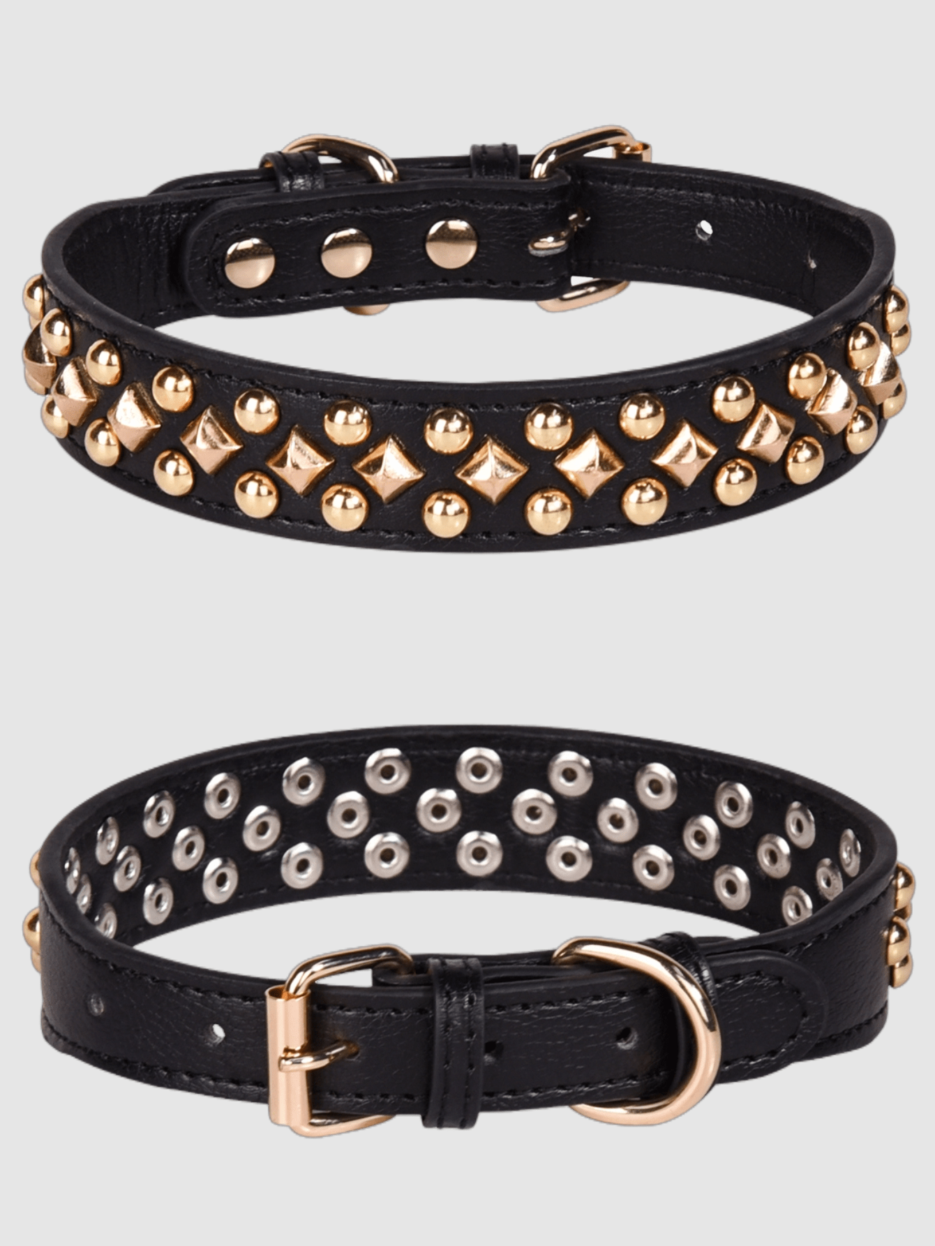 Anti-Bite Rhombus Rivet Vintage Look Adjustable Dog Collar Medium And ...