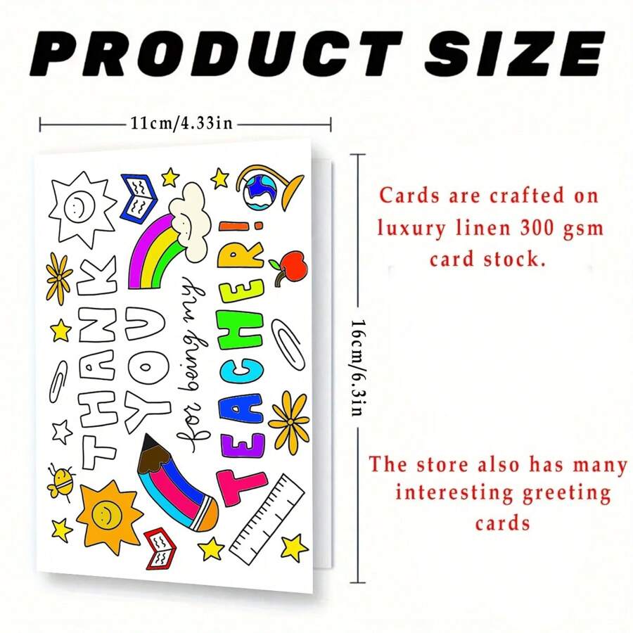 1 tarjeta de agradecimiento para maestros con patrón, Tarjeta de ...