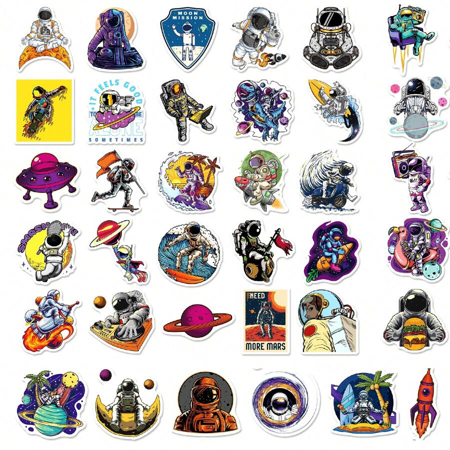 100pcs Space Astronaut Stickers For Water Bottles, Waterproof Vinyl ...