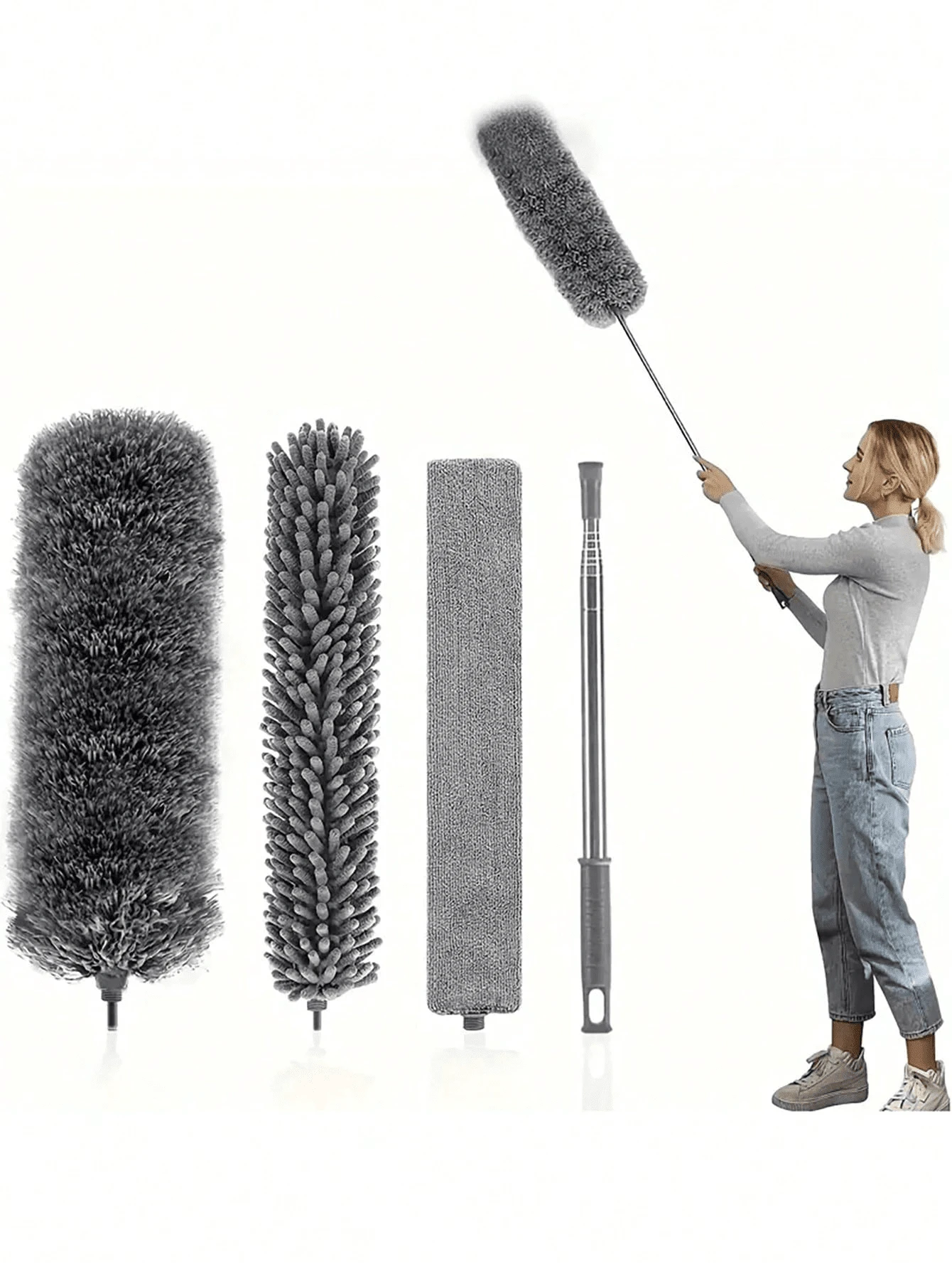4pcs Household Dusting Cleaning Kit With Extendable Telescoping Pole ...