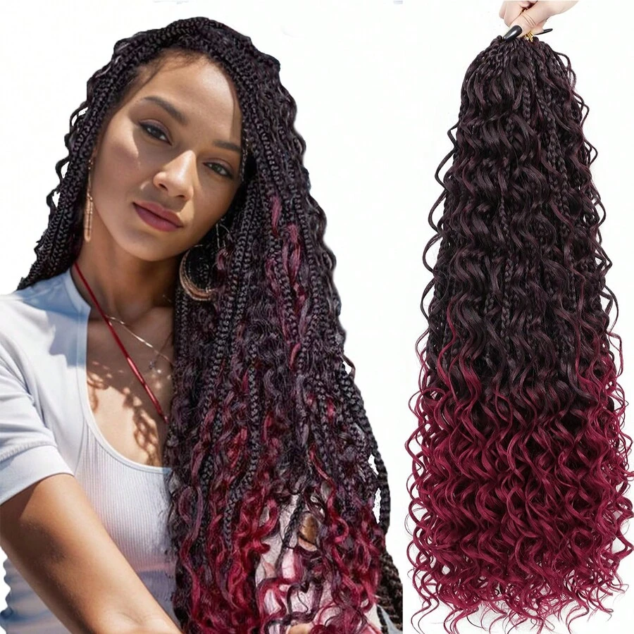 Cabello sintético desordenado pre-enroscado de 6 paquetes de trenzas en ...