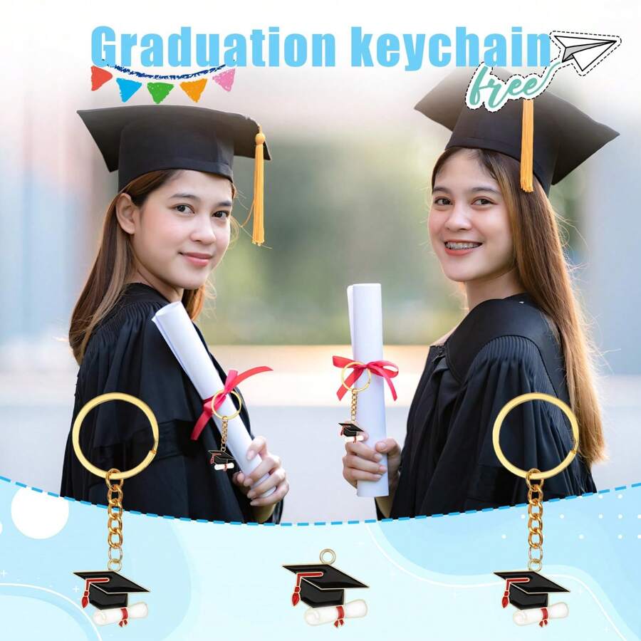 12 Pcs Graduation Keyring Charms, Graduation Keychain, Graduation Cap ...