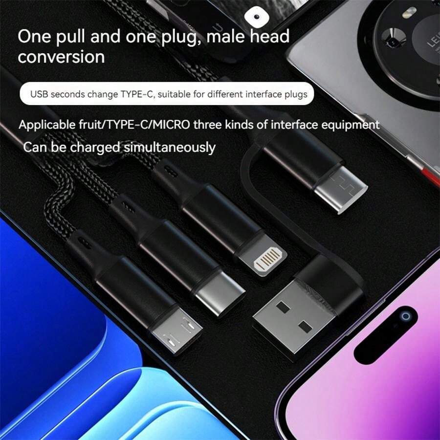 MFI Certified Multi-Charging 3-In-2 Cables: Superior Durability, Type-L ...