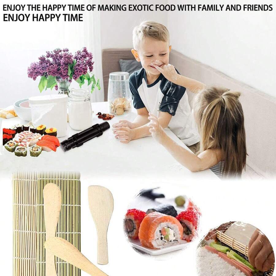 6pcs Sushi Maker Set, With Sushi Mat, Sushi Bazooka, Rice Paddle, Fish ...