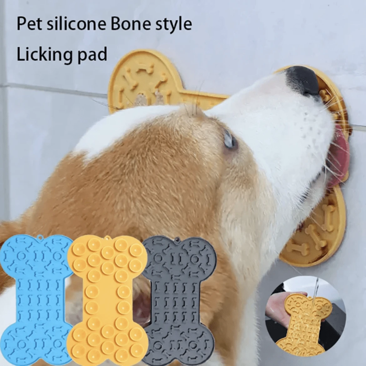 1pc Lick Pad Pet Slower Feeder Bone Shape Licky Mat For Puppy Kitten ...