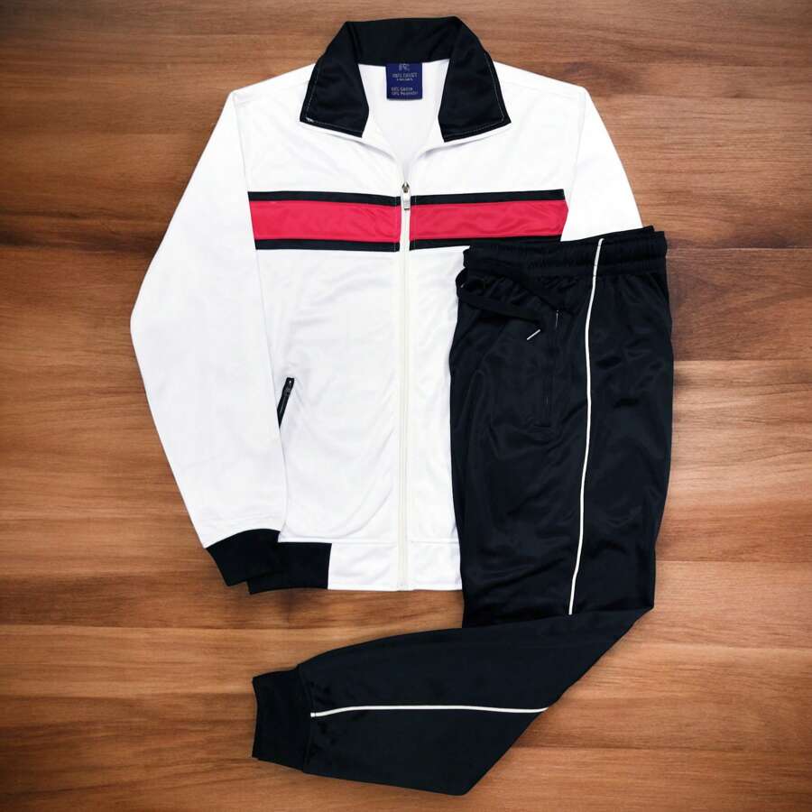 Men's 2-Piece Tracksuit Contrast Color Outfit | SHEIN USA