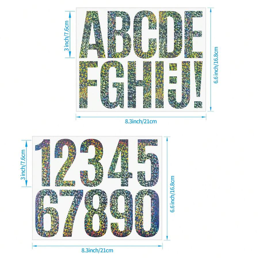 66 Pieces 3 Letters + 3 Numbers Stickers 3 Inch Alphanumeric Stickers ...
