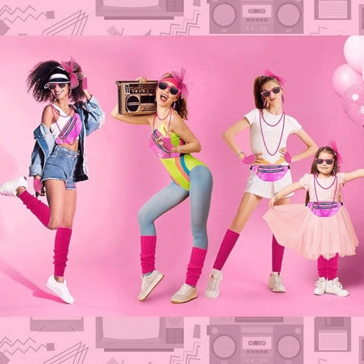 9pcs,80s Fancy Dress For Women Set, 1980s Fancy Dress Sets & Kits With ...