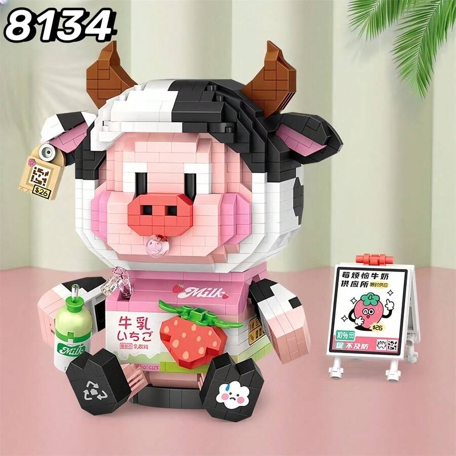 Pig Shaped Creative Micro Block Building Set Toy, Adults Puzzle Toy ...