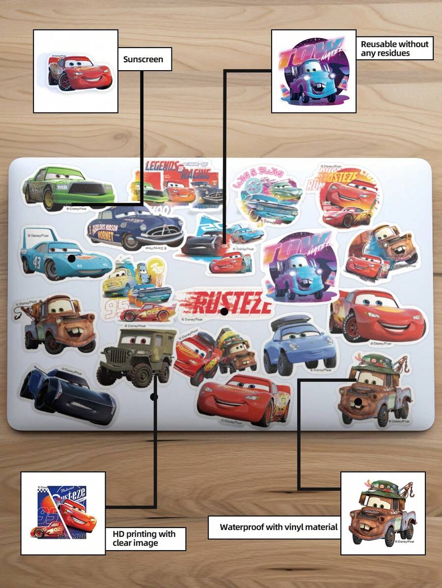 50pcs Official Cars Stickers, Mcqueen Stickers DIY Waterproof ...