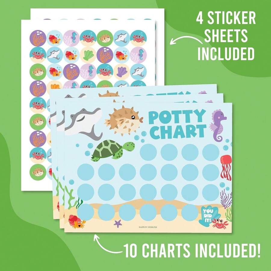 Ocean Sticker Chart For Kids Potty Training Chart For Toddlers Boys ...