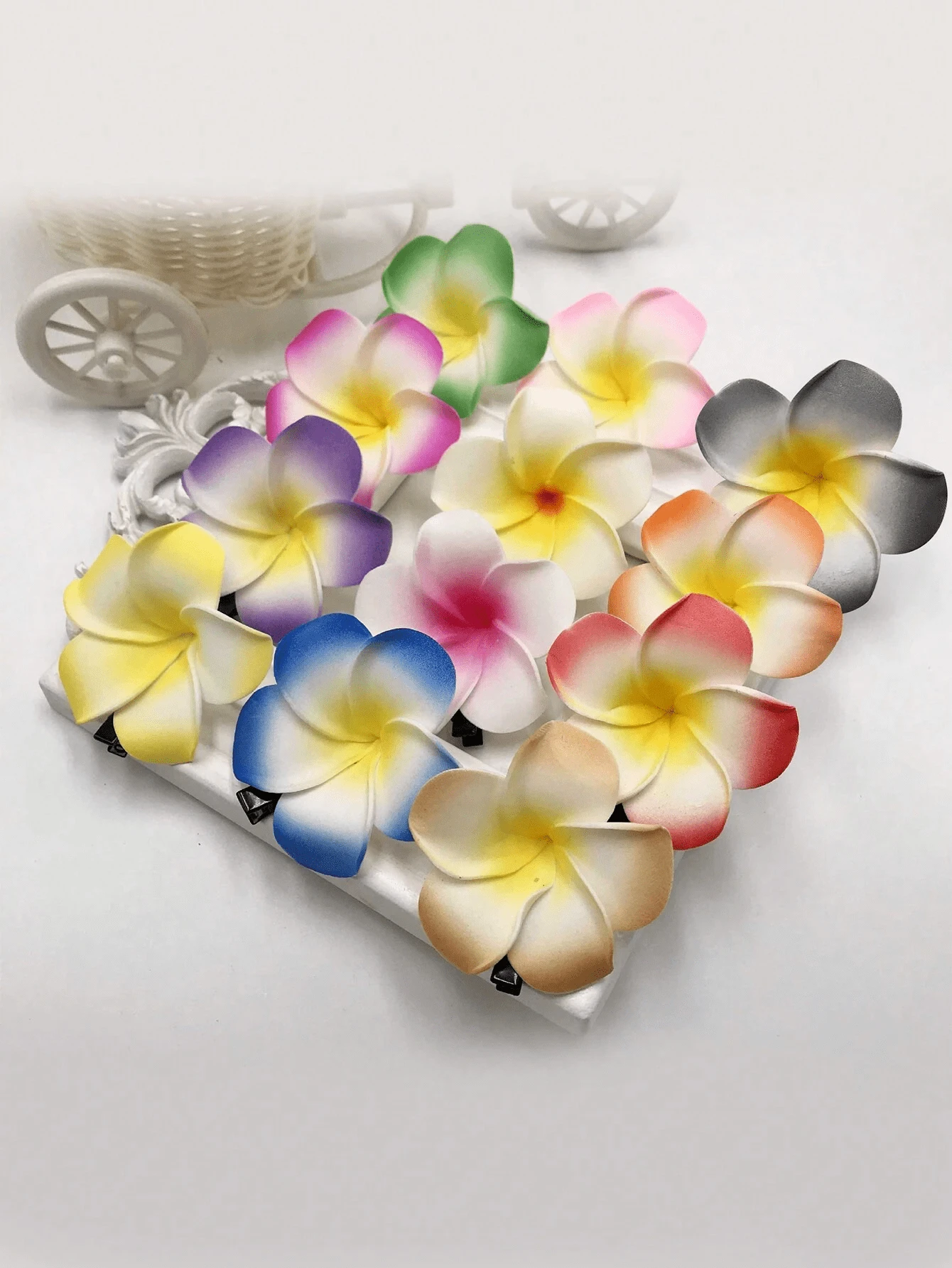 12pcs-Hawaiian Flower Hair Clips, Plum Blossom Foam Hair Clips ...