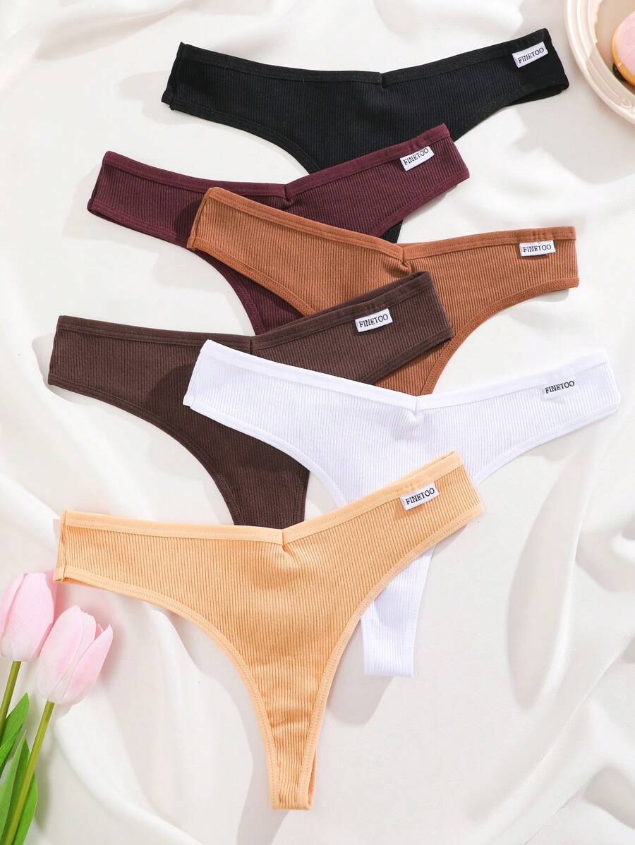 FINETOO 6 piezas Ropa interior de tanga con abertura alta y cinturilla ...