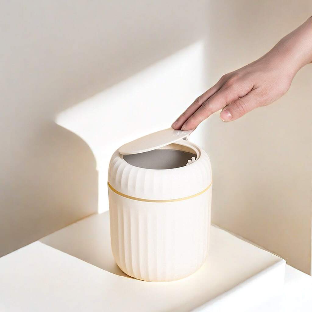 Modern Minimalist Style Garbage Can With Lid For Desktop, Office, And ...