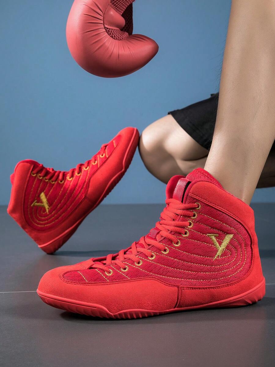 TOLLN Men's Professional Boxing Shoe High -Top Fight Shoe Fighting ...