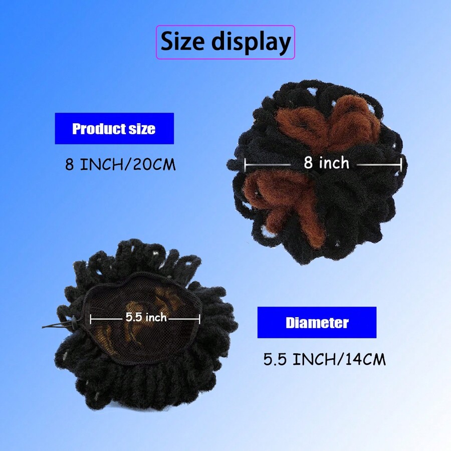 Afro Puff Drawstring Ponytails Faux Bun Loc Ponytail Dread Bun Braided ...