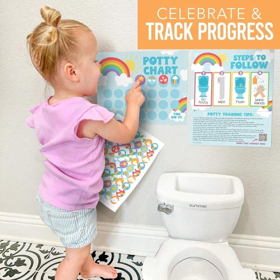 Rainbow Potty Training Chart For Toddler Girls - Potty Training Sticker ...