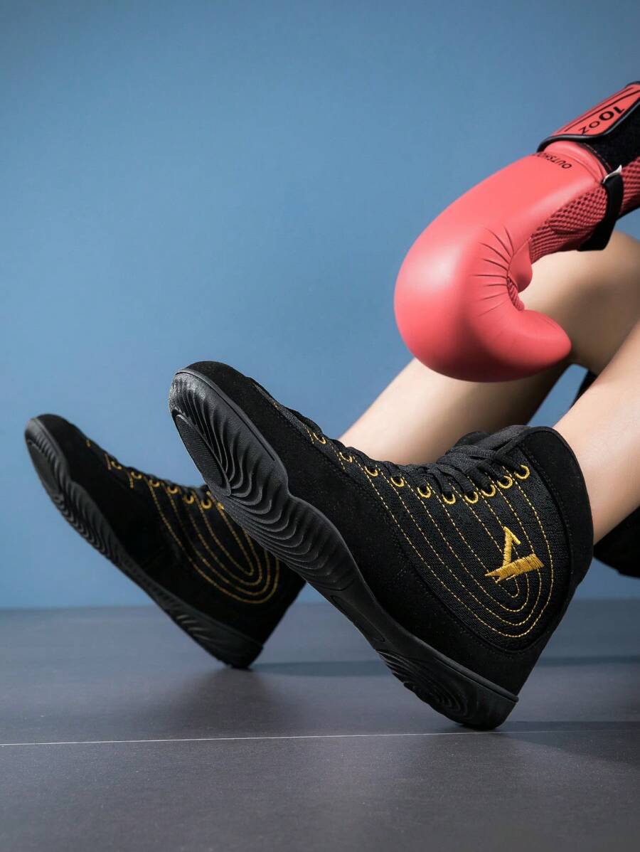 TOLLN Men's Professional Boxing Shoe High -Top Fight Shoe Fighting ...