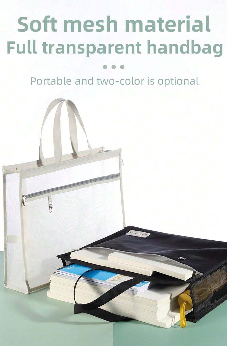 1PC A3 Transparent Mesh Yarn Art Bag Student Carrying Picture Album ...