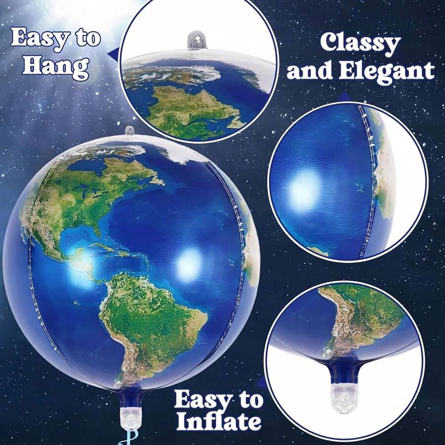 Global Earth Balloon 4D Foil World Map Balloons, Cartoon Balloon, 22 ...