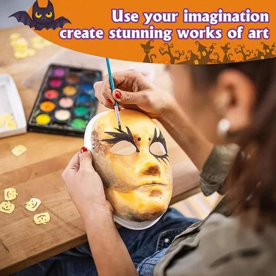 DIY Blank Full Face Mask, White Paper Mask Costume, Halloween Crafts ...