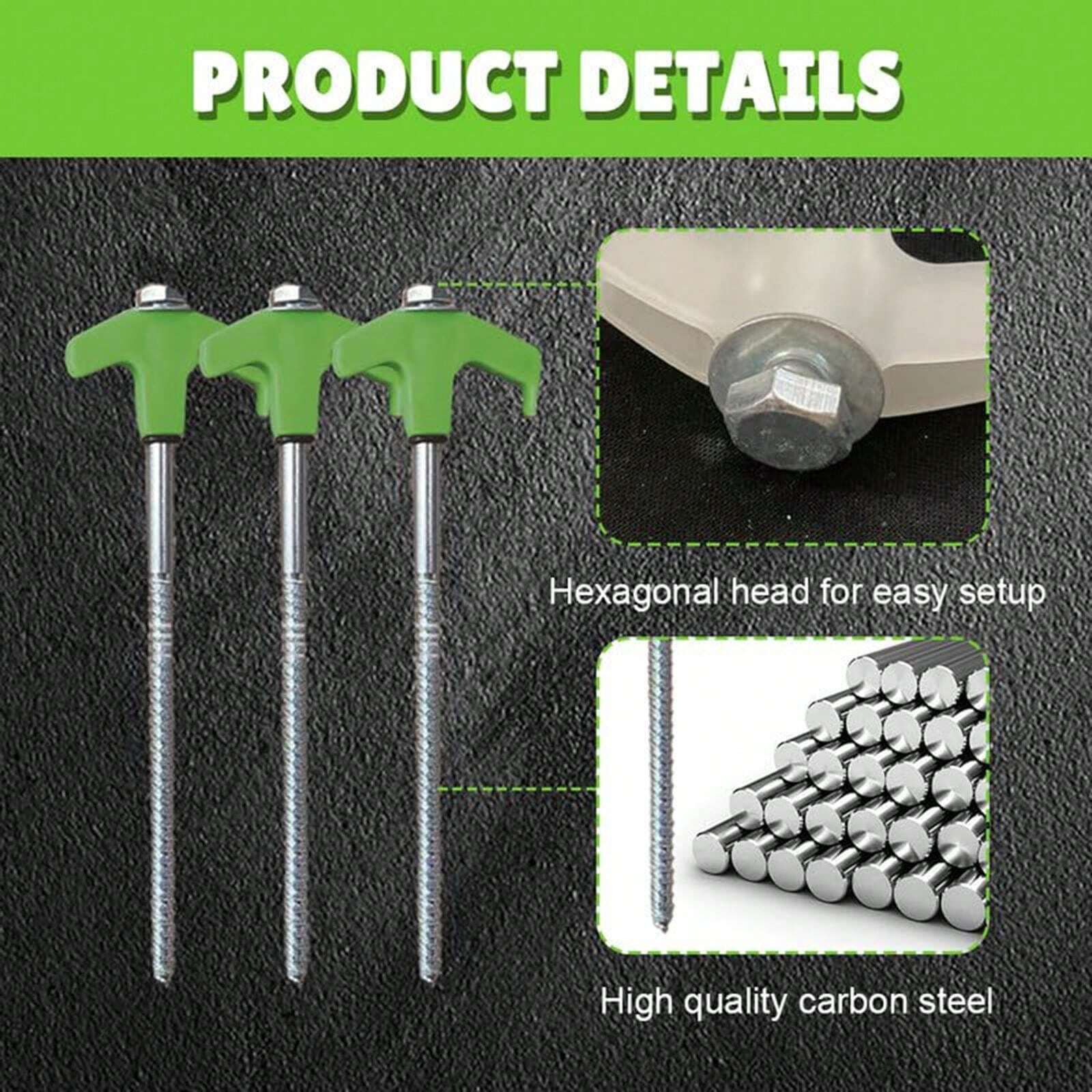 8pcs Screw In Tent Stakes - Ground Anchors Screw In, 2024 Upgraded ...