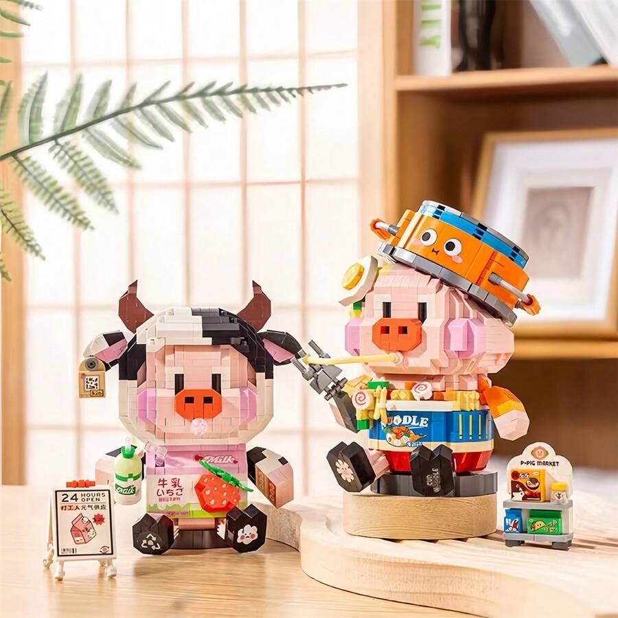 Pig Shaped Creative Micro Block Building Set Toy, Adults Puzzle Toy ...