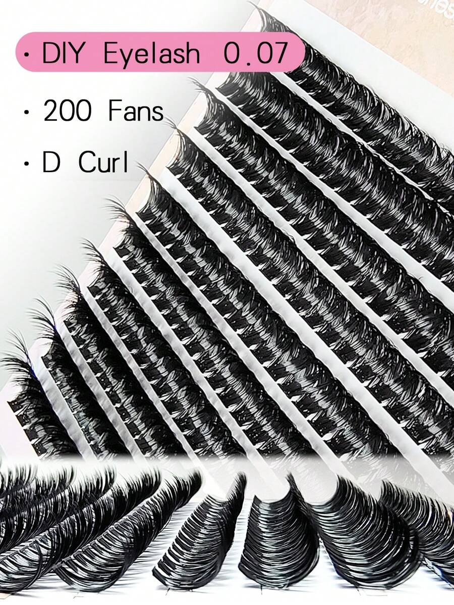 Lash Clusters D Curl 60D 80D 0.07D Clusters 10-16mm Mixed Tray 200PCS ...