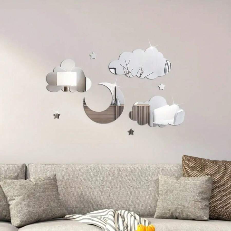 8pcs, Shatterproof Acrylic Mirror Wall Stickers For Living Room ...