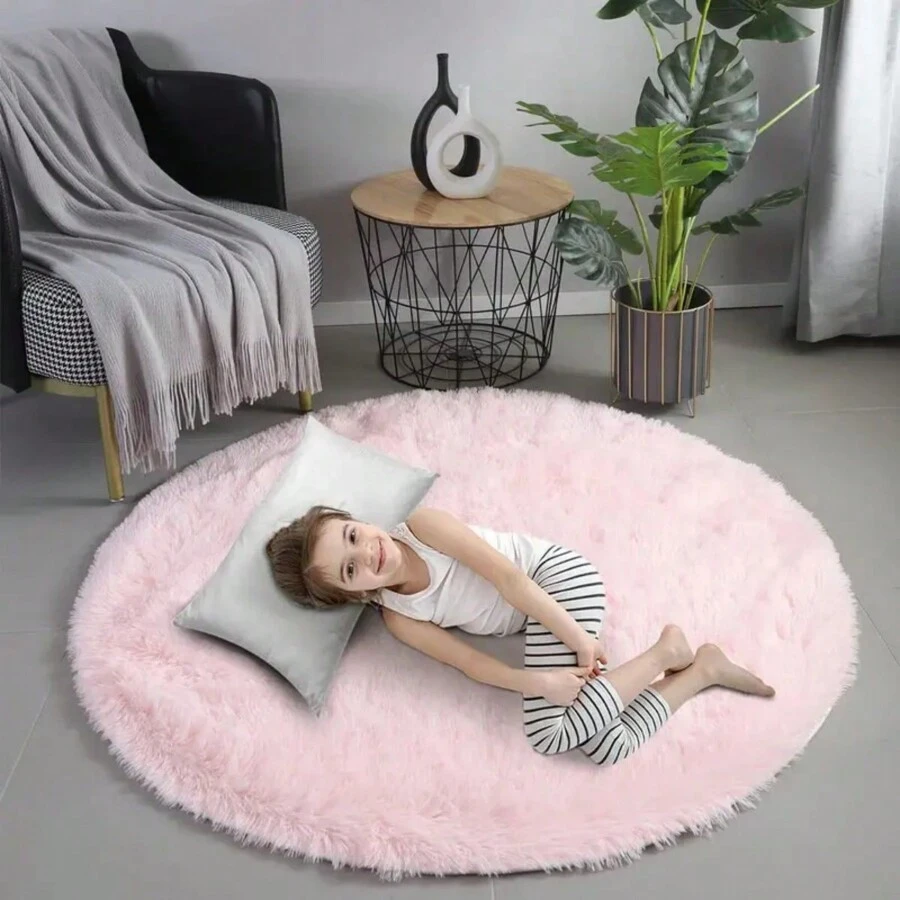47.2in*47.2in Ultra-Soft Shaggy Round Rug For Bedroom – Plush Accent ...