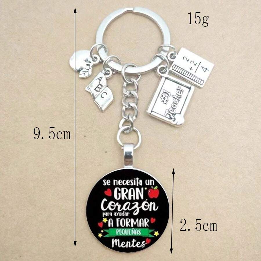 Glass Dome Spanish Printed Photo Keychain Gift For Teacher Appreciation ...