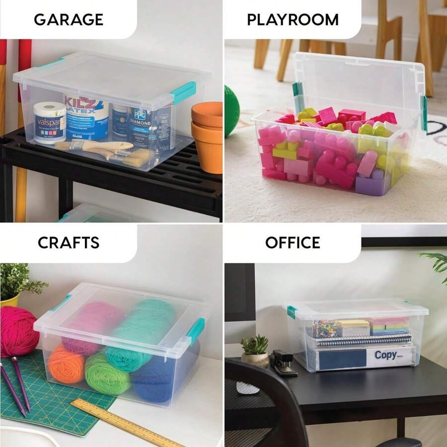 12 Qt. Large Deep Clip Box, 4 Pack, Clear Plastic Storage Container ...