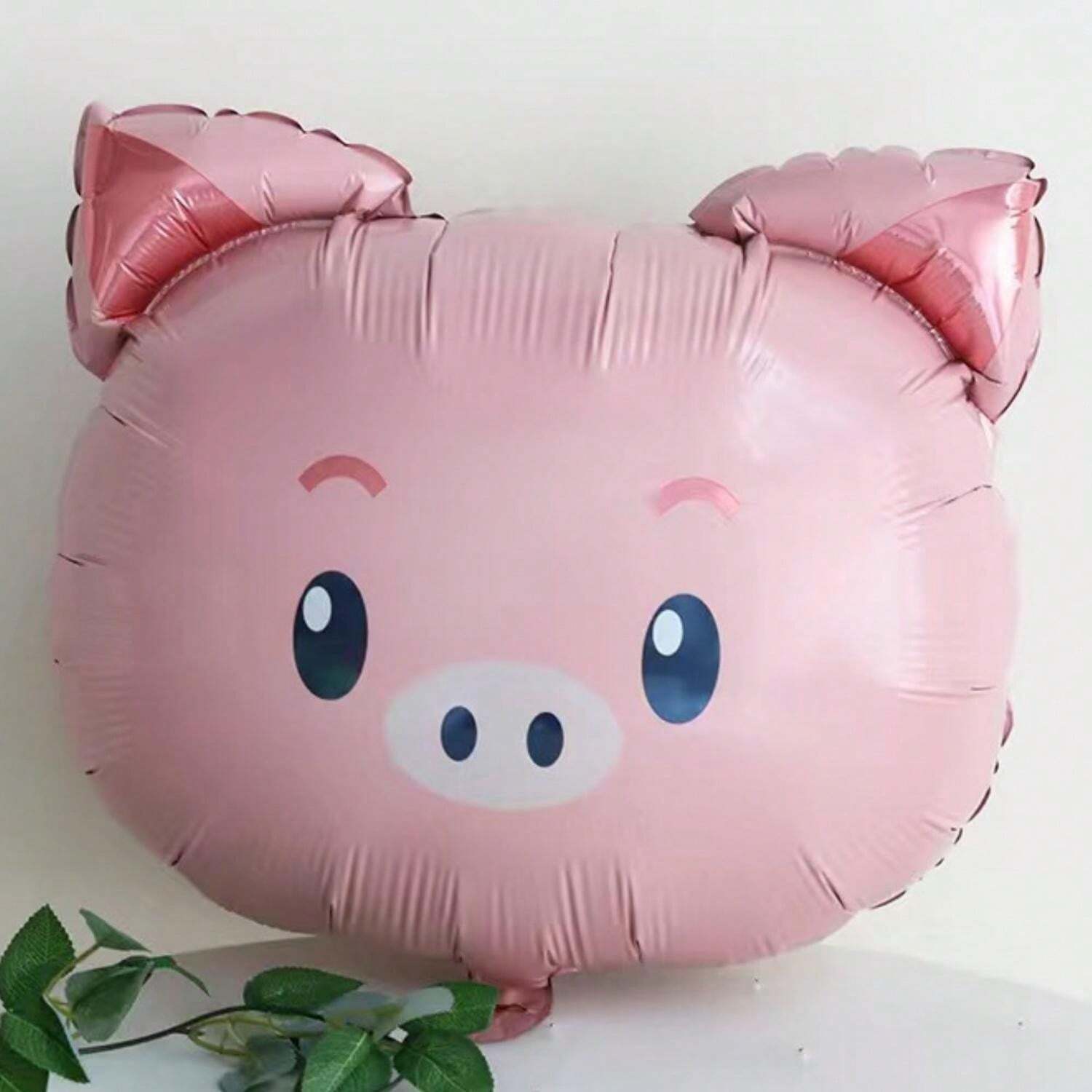 5pcs Cute Pig Head Balloons, Pig Themed Party Decorations, Birthday And ...