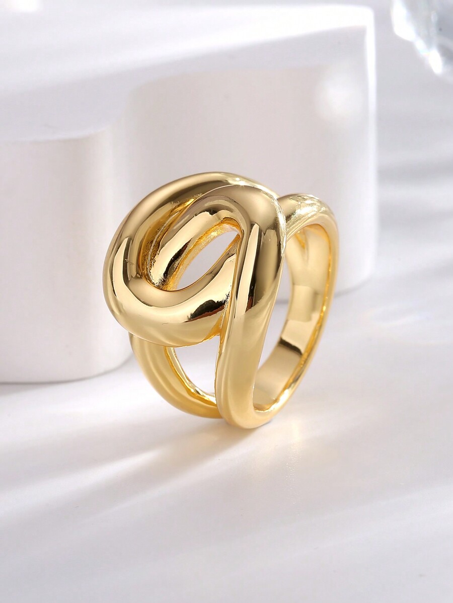 Chunky Rings Brass Plated 14K Gold Overlapping Rings For Women ...