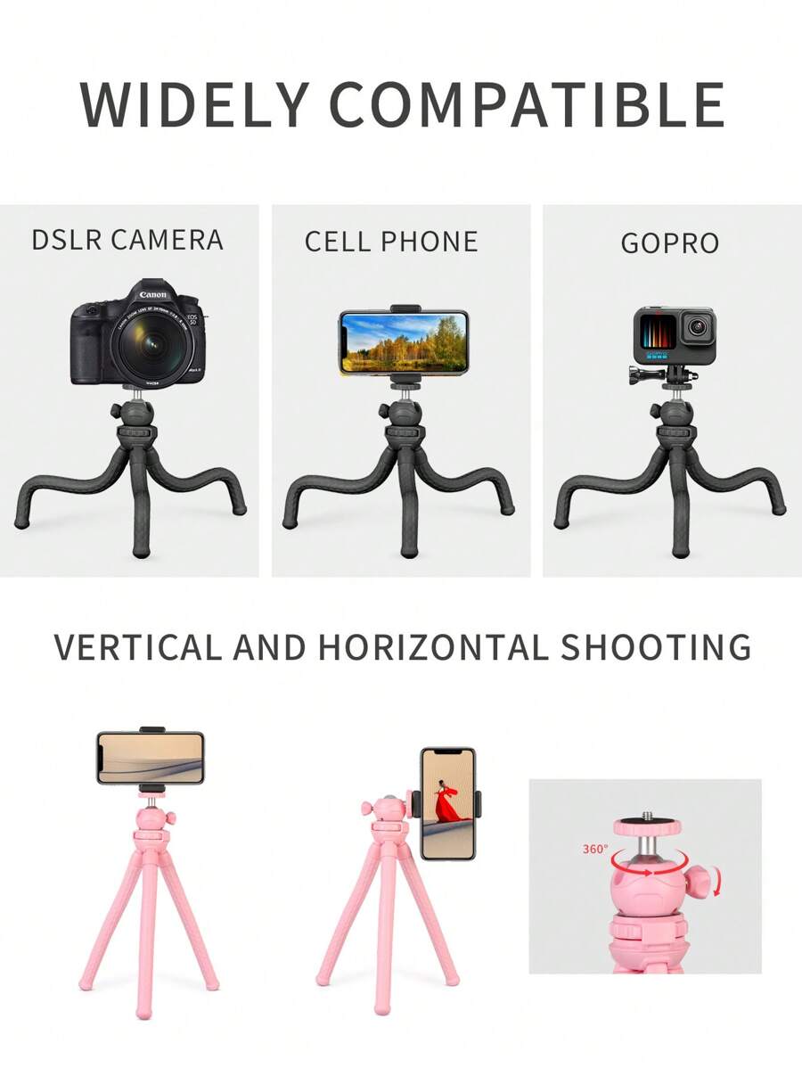 Flexible Tripod Compatible With Iphone, Android, Camera - Bendable Legs, Adjustable Stand Holder ...