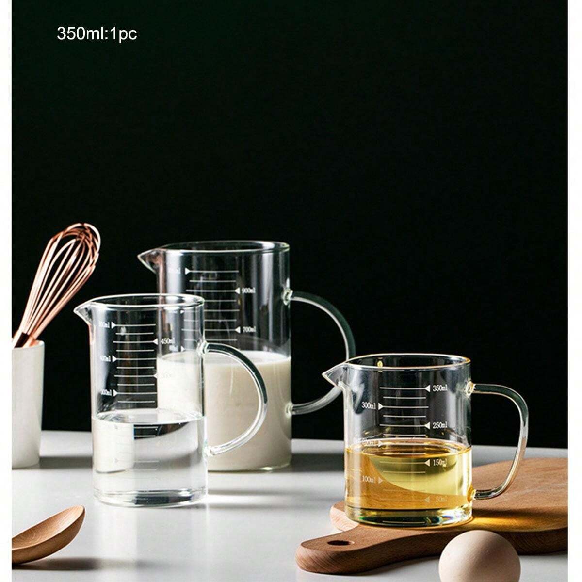 1pc Heat Resistant Glass Measuring Cup Microwavable Borosilicate ...