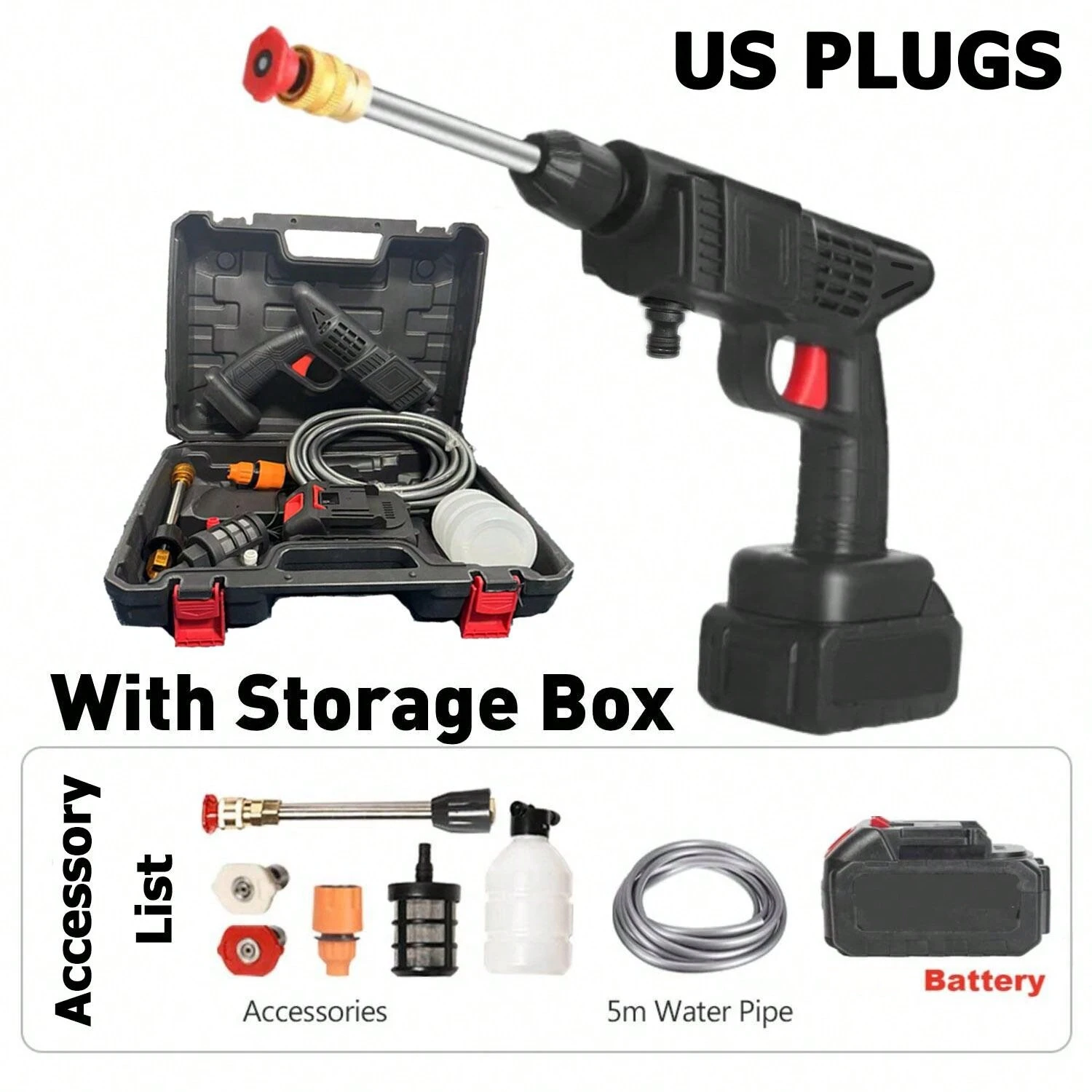 Electric Car Wash Water Gun Car Wash Gun 200W 50Bar 15000mAh 48V ...