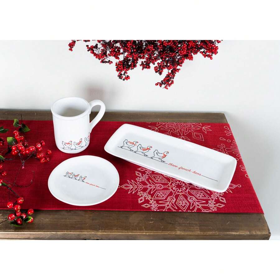 Stoneware Three French Hens Holiday Plate (Set Of 4) | SHEIN USA